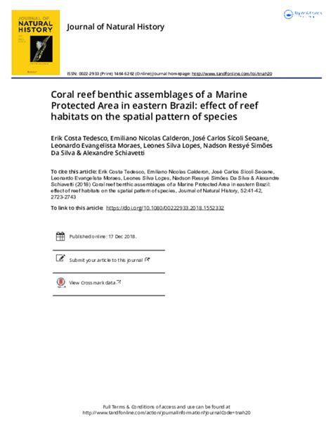 Pdf Coral Reef Benthic Assemblages Of A Marine Protected Area In Eastern Brazil Effect Of