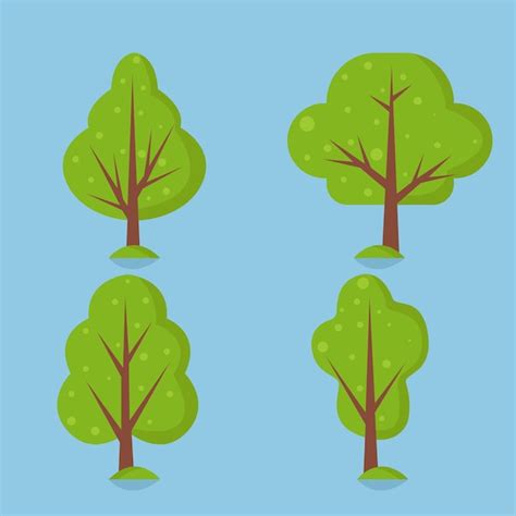 Premium Vector Set Tree Flat Element