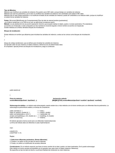 Metodos Pdf Constructor Programación Orientada A Objetos Programación