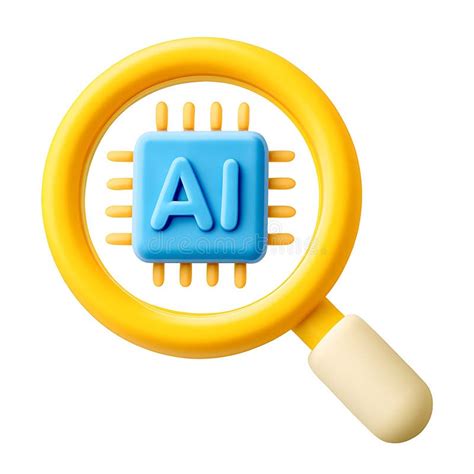 3d Icon Of Ai Chip Under Magnifying Glass Isolated On White Background Artificial Search Stock