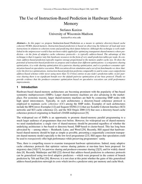 Pdf The Use Of Instruction Based Prediction In Hardware Shared Memory