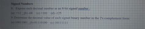 solved signed numbers 8 express each decimal number as an
