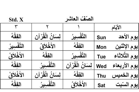 Time Table Class 10