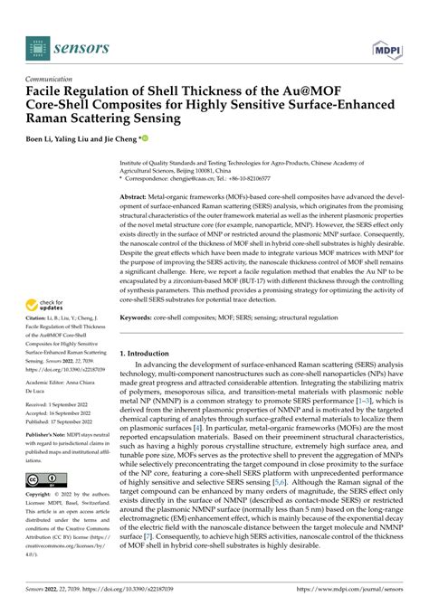 Pdf Facile Regulation Of Shell Thickness Of The Aumof Core Shell