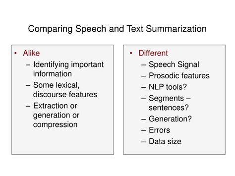 Ppt Speech Summarization Powerpoint Presentation Free Download Id