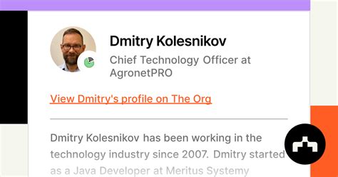 dmitry kolesnikov chief technology officer at agronetpro the org