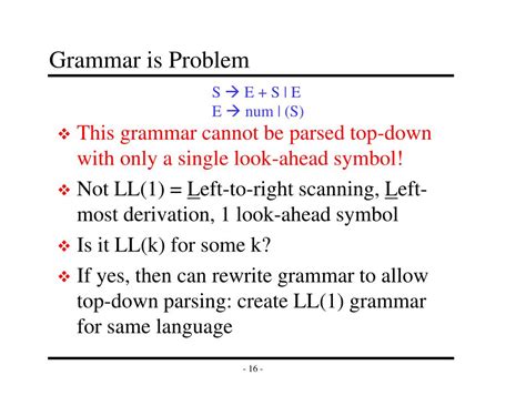 Ppt Syntax Analysis Part Ii Quick Look At Using Bison Top Down Parsers Powerpoint
