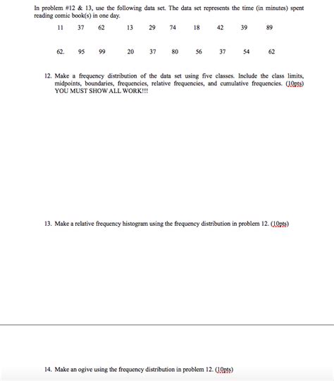 Solved In Problem 12 13 Use The Following Data Set The Chegg Com
