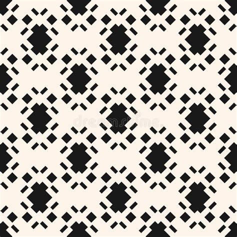 Black And White Vector Abstract Geometric Seamless Pattern With Diamond