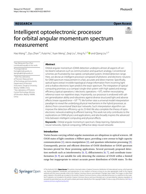 Pdf Intelligent Optoelectronic Processor For Orbital Angular Momentum Spectrum Measurement