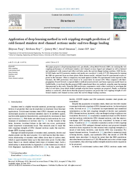 Application Of Deep Learning Method In Web Crippling Strength