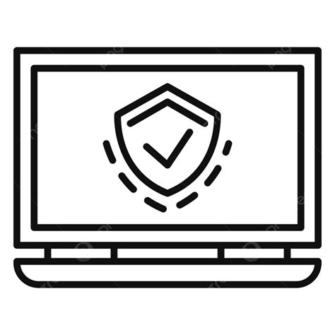 Laptop Outline Clipart Hd Png Protected Laptop Icon Outline Vector Office Concept Digital