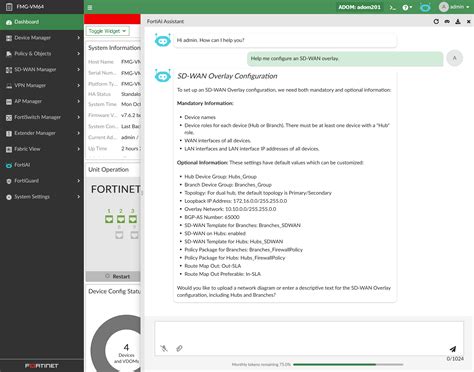 Sd Wan Overlay Configuration Using Fortiai Example Fortimanager 762