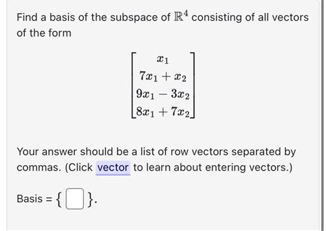 Solved Find A Basis Of The Subspace Of R Consisting Of All Chegg