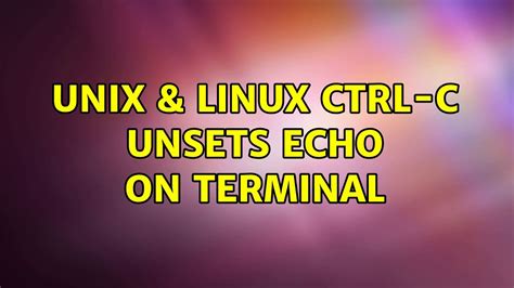 unix and linux ctrl c unsets echo on terminal youtube