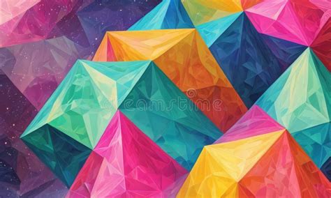 Vibrant Abstract Composition Overlapping Triangular Shapes In Various Colors Including Pink