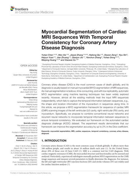 pdf myocardial segmentation of cardiac mri sequences with temporal