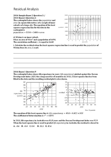 residual analysis 2016 sample exam 2 question 3 2014 exam 2