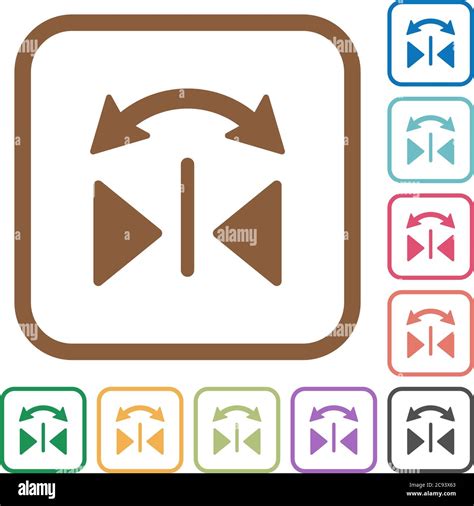 Horizontal Flip Simple Icons In Color Rounded Square Frames On White Background Stock Vector