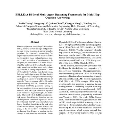 Belle A Bi Level Multi Agent Reasoning Framework For Multi Hop Question Answering Acl Anthology