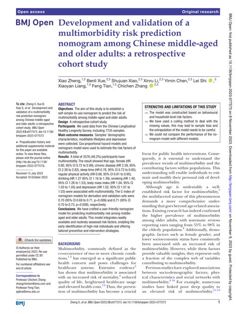 pdf development and validation of a multimorbidity risk prediction