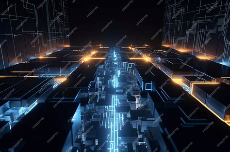 Abstract Blue Luminous Technology Space Ai Technology Generated Image