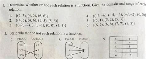 i determine whether or not each relation is a function give the domain