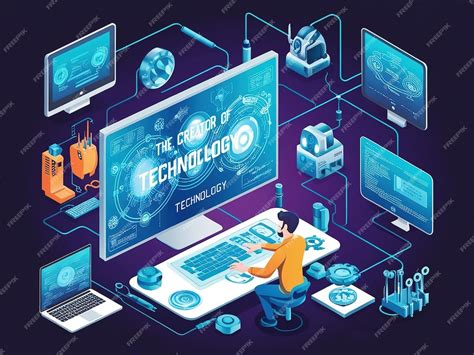 Premium Photo A Cartoon Of A Man Working On A Computer With A Blue Screen That Saysthe Message