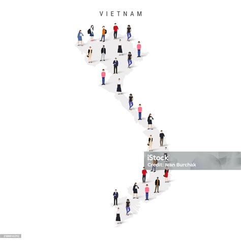 베트남 인구 지도 베트남어지도 모양으로 큰 그룹의 사람들 흰색에 고립 된 평면 벡터 그림 공동체에 대한 스톡 벡터 아트 및 기타 이미지 Istock