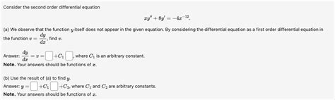 Solved Consider The Second Order Differential Equation