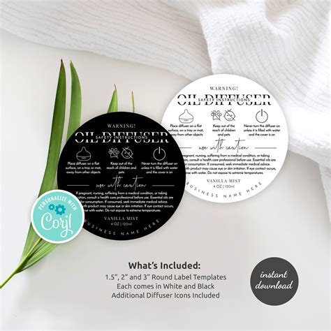 Essential Oil Diffuser Warning Label Template Ultrasonic Etsy