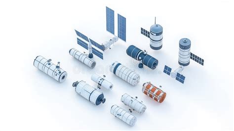 Variety Of Space Station Modules 3d Illustration Stock Illustration