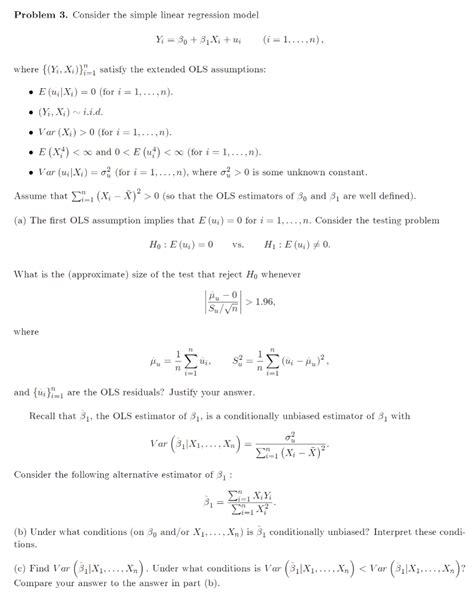 Solved Problem 3 Consider The Simple Linear Regression