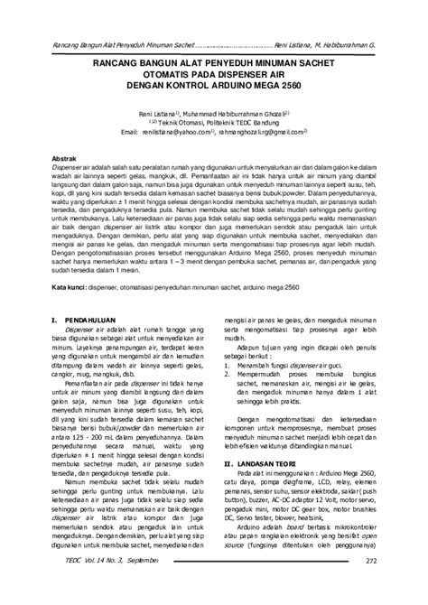 Pdf Rancang Bangun Alat Penyeduh Minuman Sachet Otomatis Pada Dispenser Air Dengan Kontrol