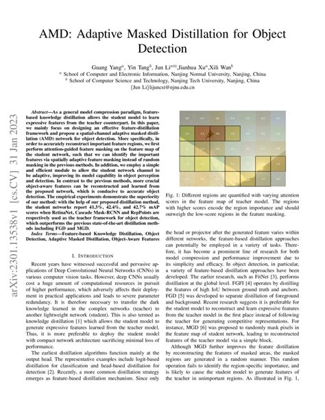 Amd Adaptive Masked Distillation For Object Deepai