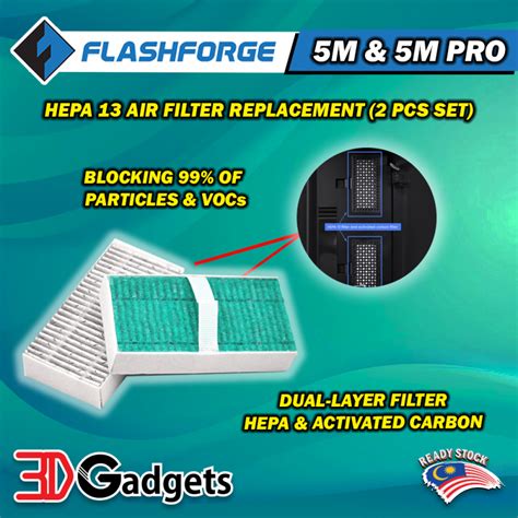 Flashforge Adventurer 5m Series Hepa 13 Air Filter 3d Gadgets Malaysia