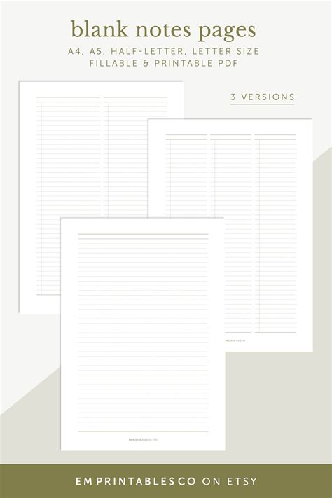 Notes Template Notes Pages Lined Pages Printable Planner