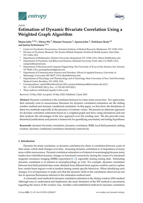 Pdf Estimation Of Dynamic Bivariate Correlation Using A Weighted