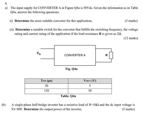 Solved A The Input Supply For Converter A In Figure Q4a Is