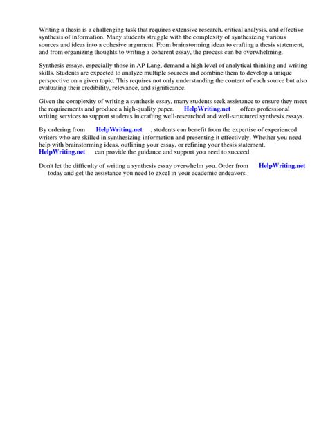 Synthesis Essay Ap Lang Example Pdf Essays Thought