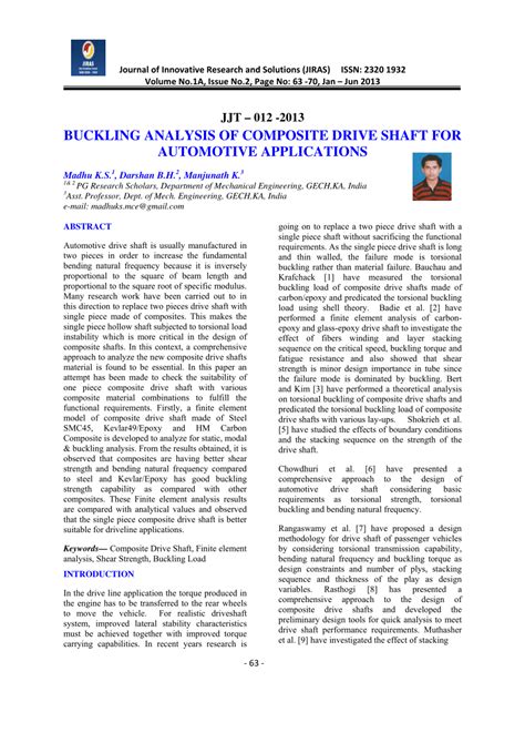 Pdf Buckling Analysis Of Composite Drive Shaft For Automotive