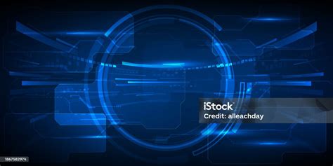 하이테크 Hud와 입자 전진 운동으로 파랗게 빛나는 궤도의 벡터 일러스트레이션은 미래의 통신 혁신 기술에서 디지털 데이터의 속도를 나타냅니다 Brand Name Video