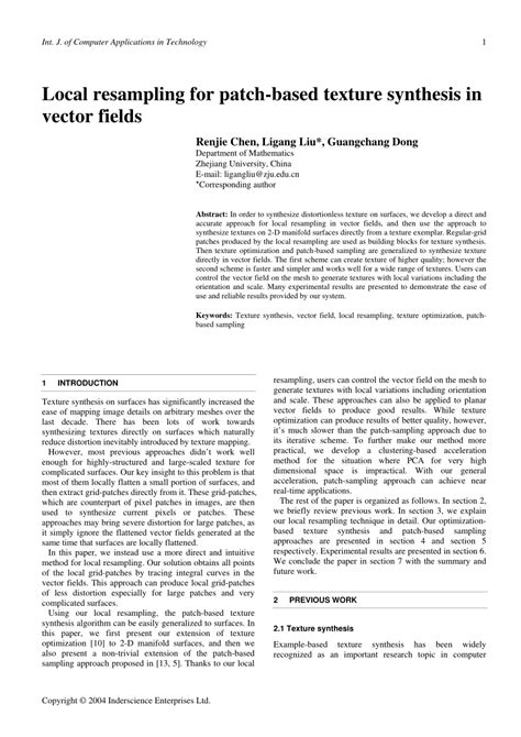 Pdf Local Resampling For Patch Based Texture Synthesis In Vector Fields