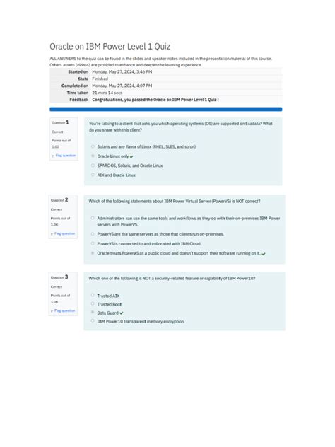 Oracle On Ibm Power Level 1 Quiz Pdf