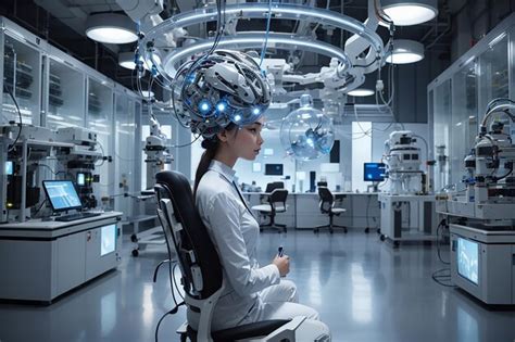 Premium Ai Image Futuristic Brain Interface Lab