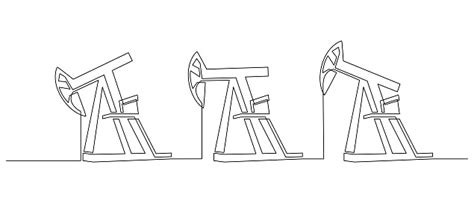 오일 펌프는 하나의 연속 라인 드로잉의 플랫폼을 잭합니다 드릴링 리그 석유 생산 및 무역 산업 간단한 선형 스타일 비 재생 에너지 개념 스트로크 벡터 일러스트 레이 션 석유
