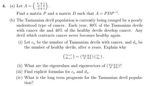 Solved A Let A Find A Matrix P And A Chegg Com