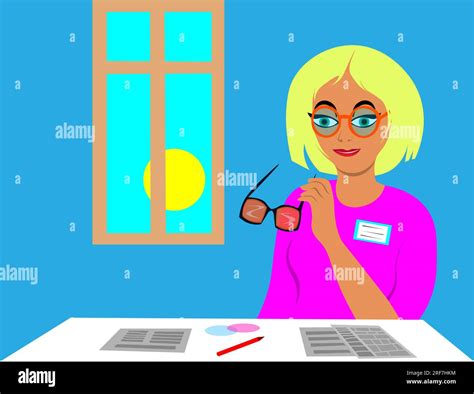 A Blonde Optician At Work Stock Vector Image And Art Alamy