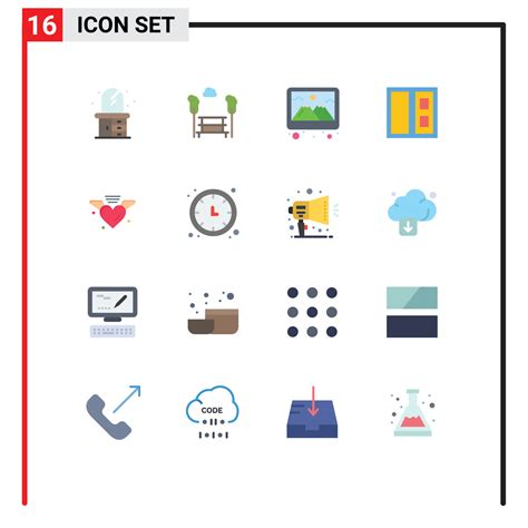 Flat Color Pack Of 16 Universal Symbols Of Wedding Love Photo Loving House Editable Pack Of