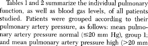 Pulmonary Function And Blood Gas Levels In Patients With Normal Download Table